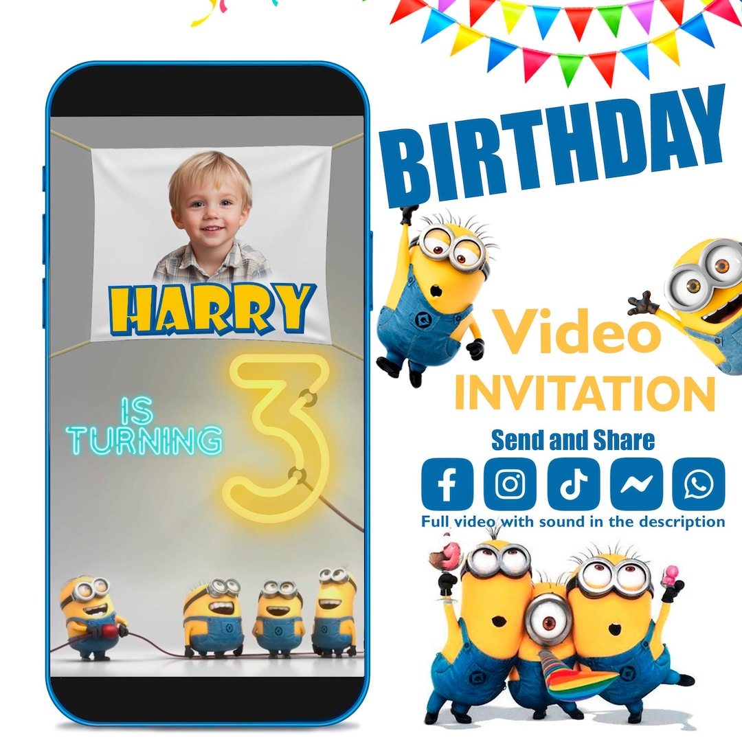 Minions Birthday Video Invitation,minions Animated Video Invitation ...