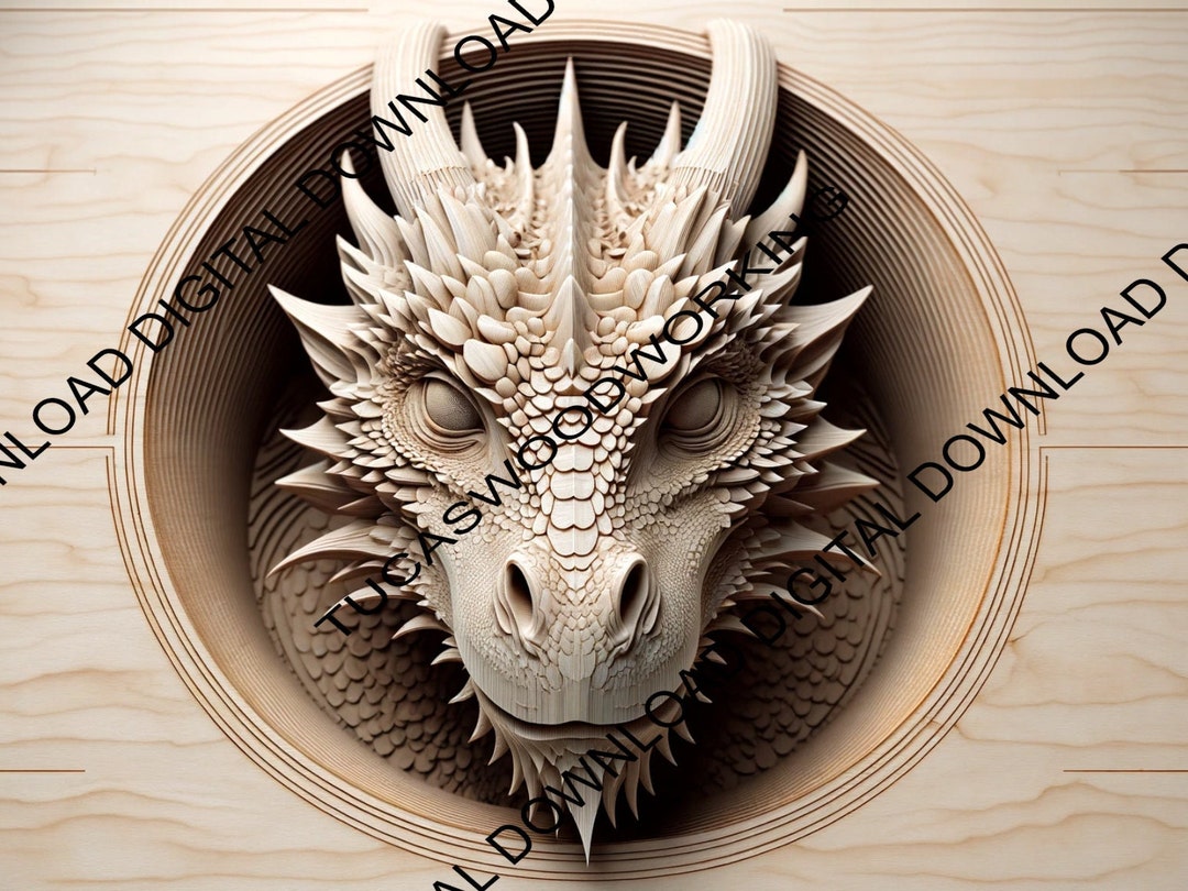 3D Dragon Face Laser Engraving Illusion .png .jpg .svg - Etsy