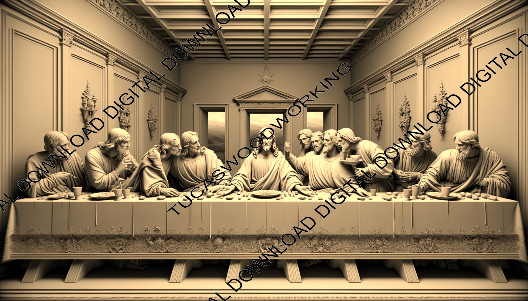 3D Last Supper Laser Engraving Illusion - .png | .jpg | .svg - Etsy