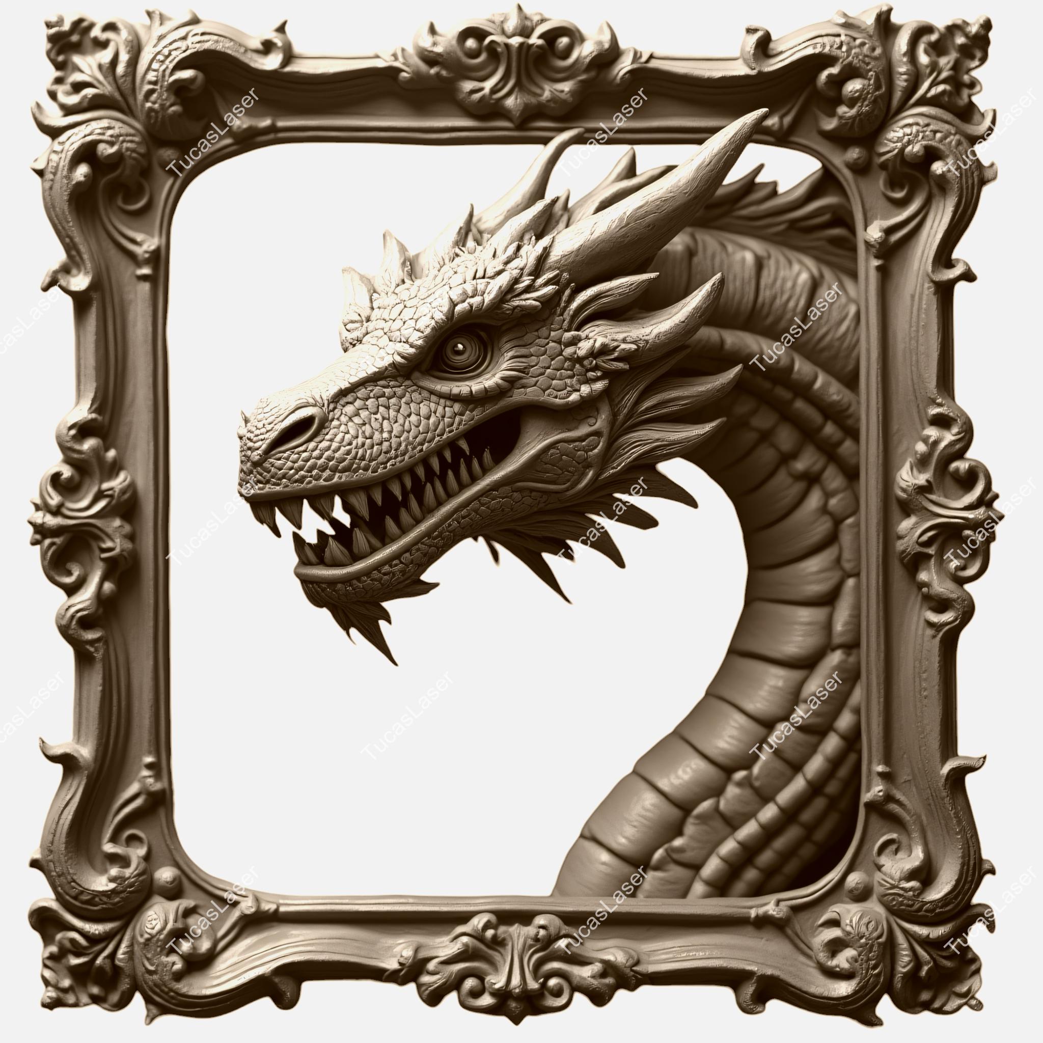 3D Dragon Portrait 3 | Laser Engraving | .png Image File - Etsy