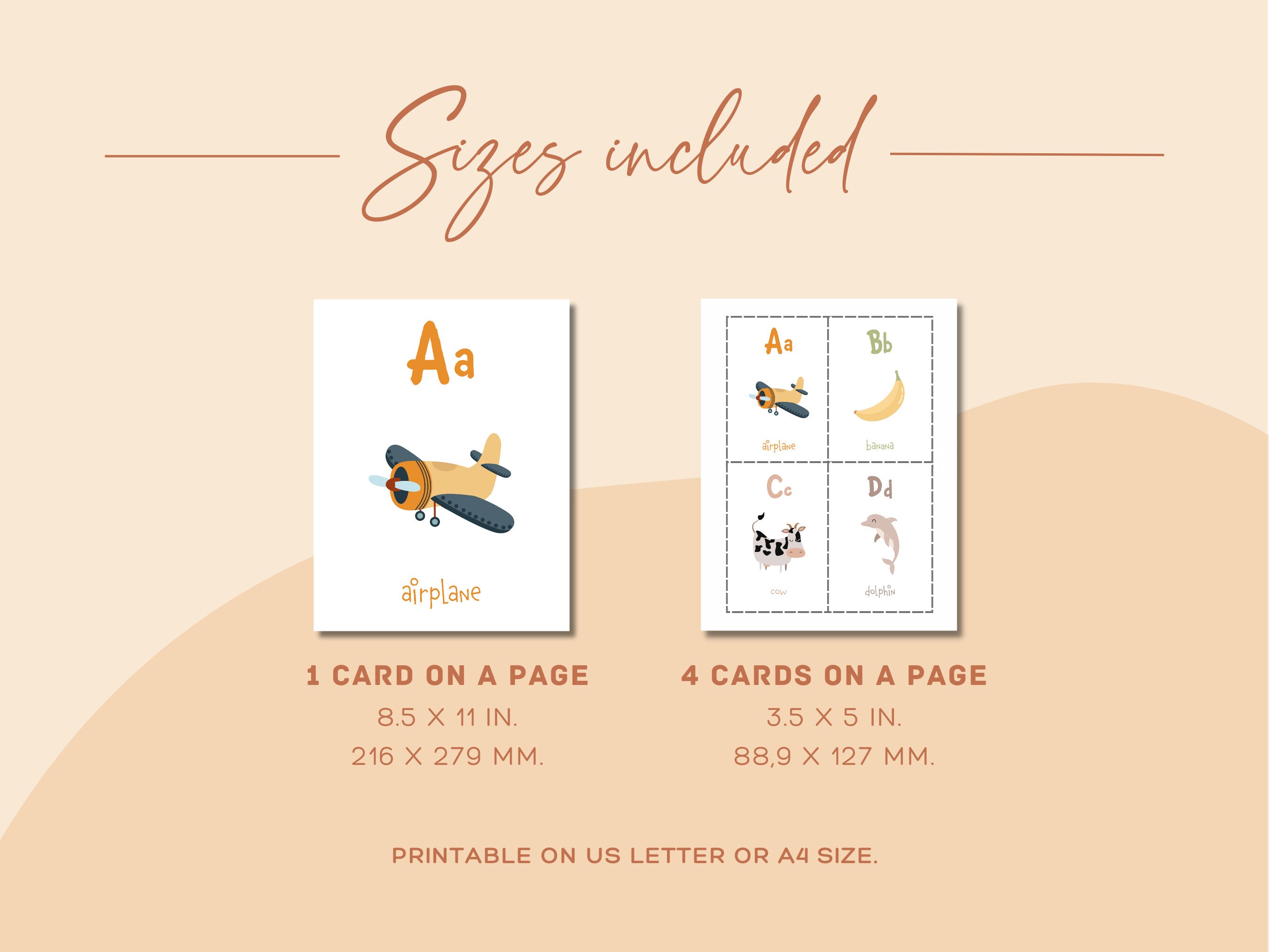 ABC Flashcards Alphabet Educational Montessori Flashcards, Homeschool ...