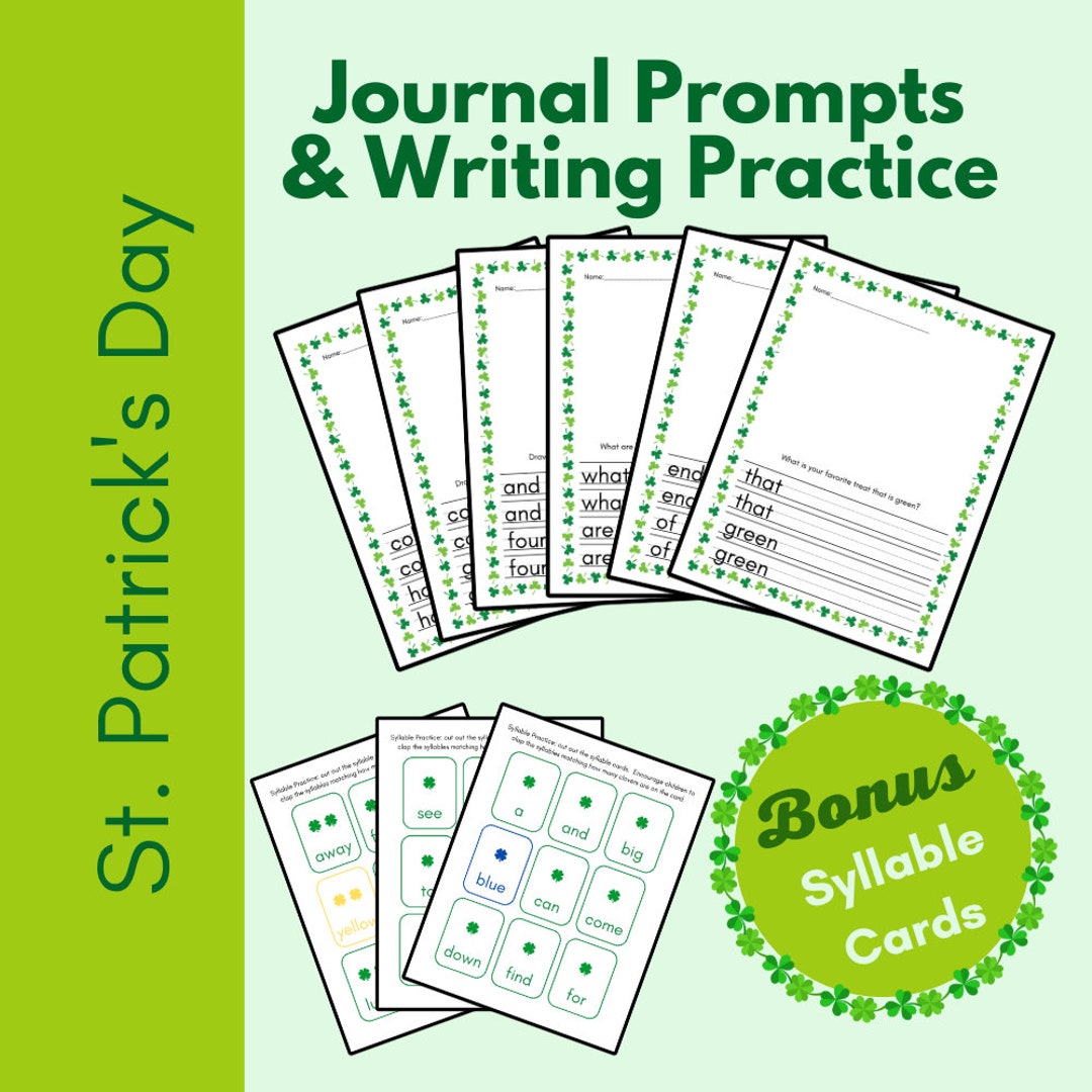 St. Patrick's Day Preschool Journal Prompt: Writing and Sight Word ...