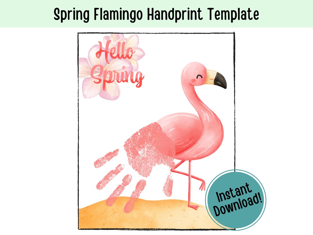 Flamingo Handprint: DIY Preschool Craft & Teacher Spring Activities - Etsy