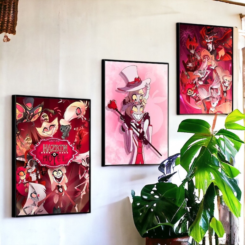 Hazbin Hotel Graphic Print Posters, Alastor Angel Dust Niffty Husker ...