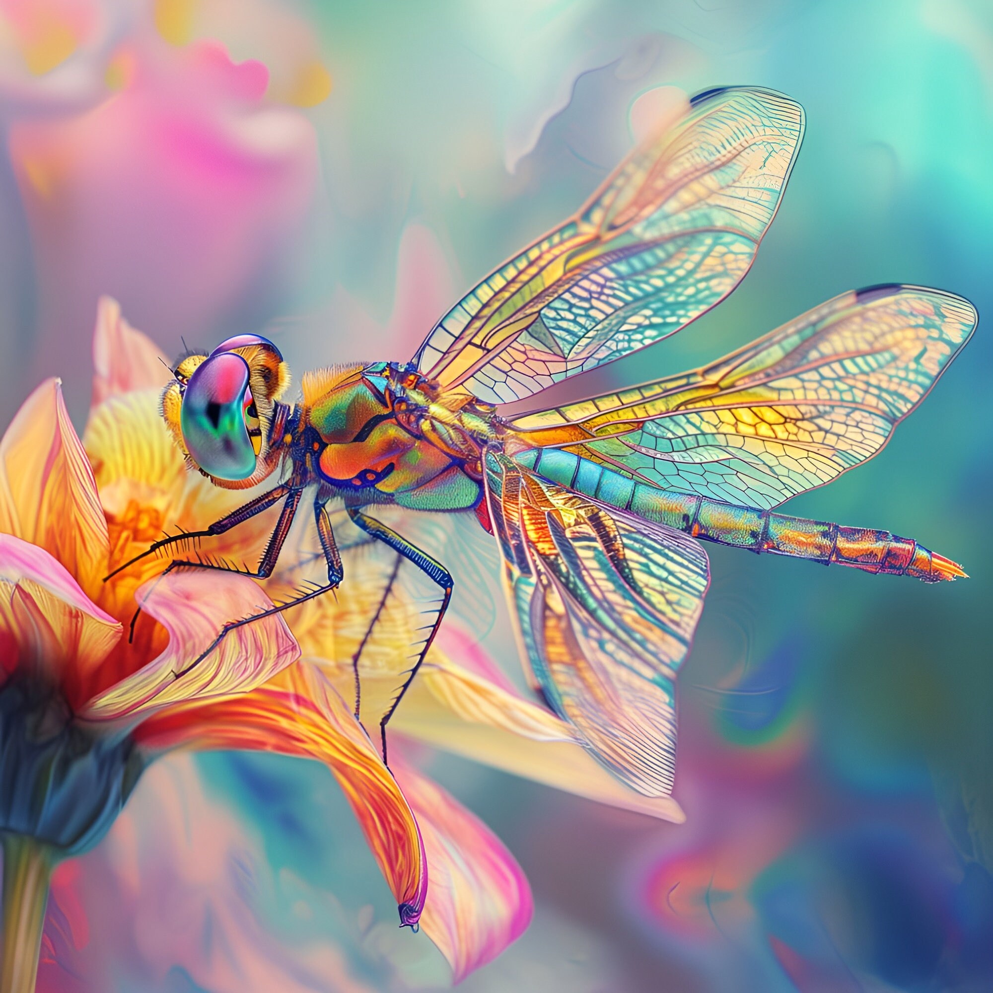 Digital Art Dragonfly Pop Anime Fusion: Electric Dragonfly Dreams - Etsy