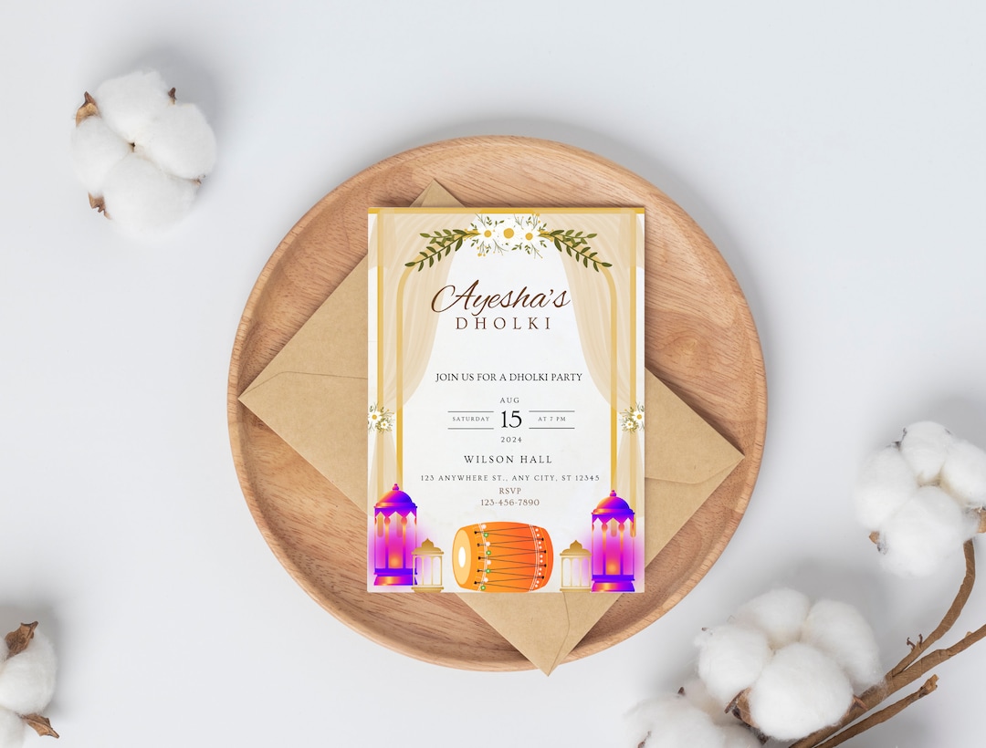 Dholki/mehndi Invitation , Henna Invite, Dholki Invitation, Mehendi ...