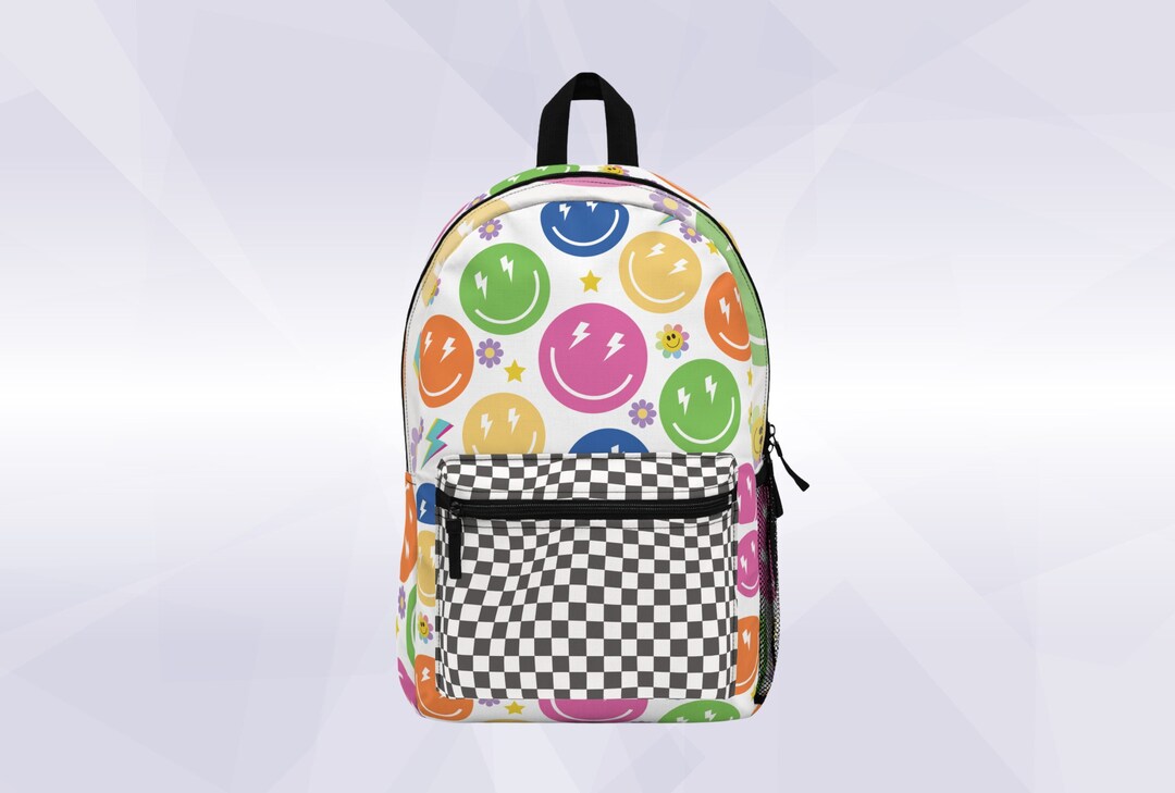 Lightning Bolt Smiley Face Backpack, Back to School, Teen Backpack ...