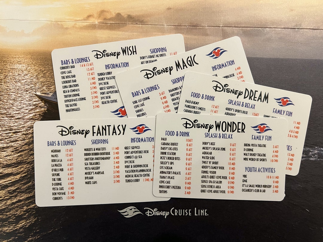 Disney Cruise Line Deck Locator Cards Wish Dream Fantasy Magic Wonder ...
