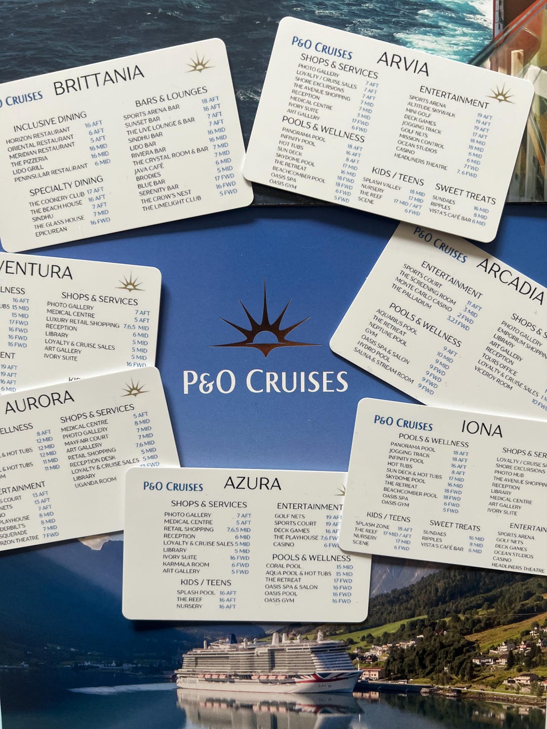 P&O Cruises Deck Cards | Iona | Arvia | Britannia | Arcadia | Azura ...