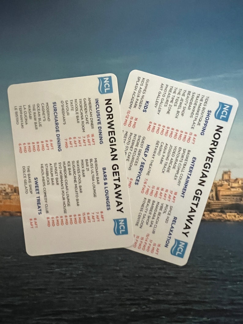 Norwegian Cruise Line Deck Card: Ship Guide - Etsy