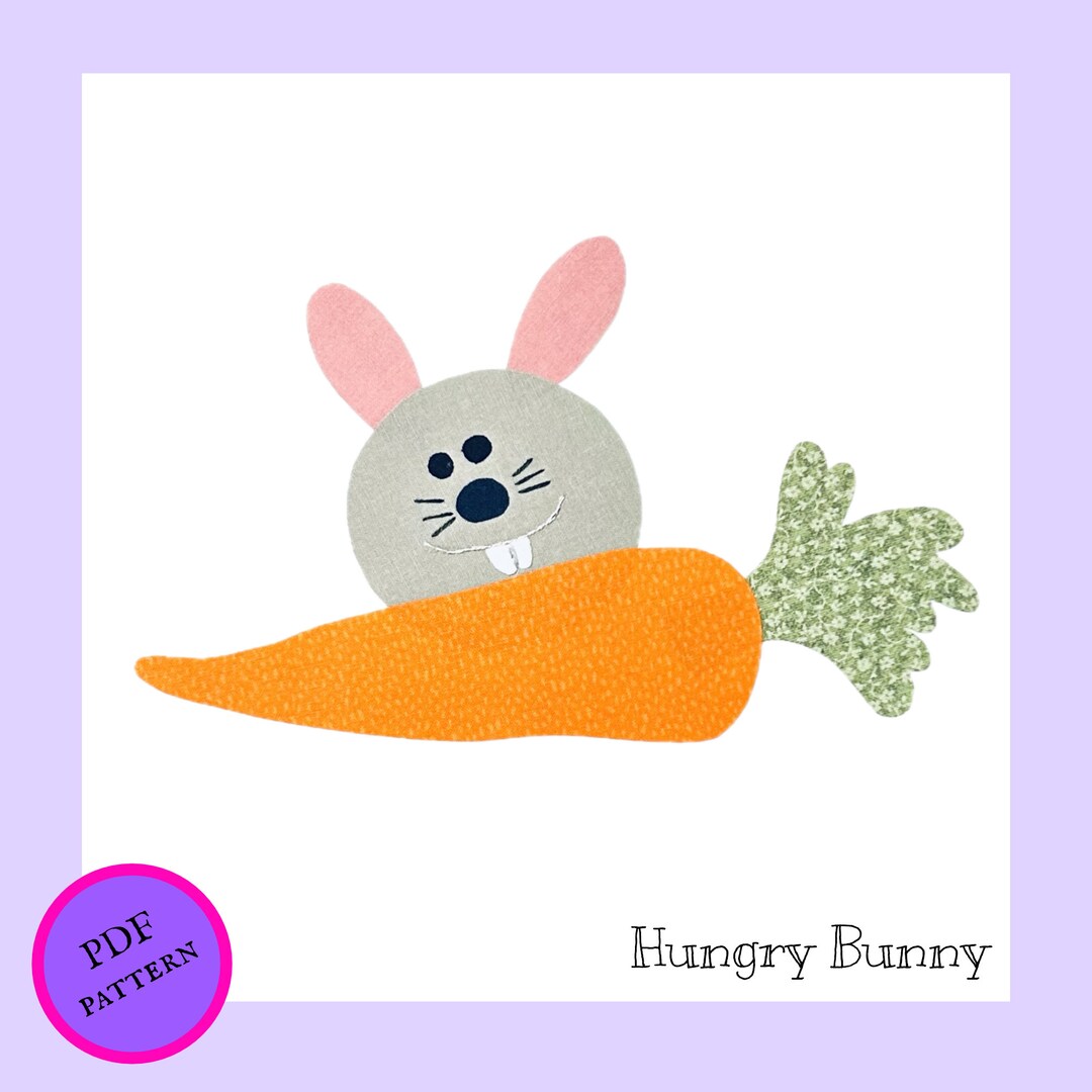 Bunny Appliqué Pattern Design Bunny Sewing Pattern Fusible Appliqué ...