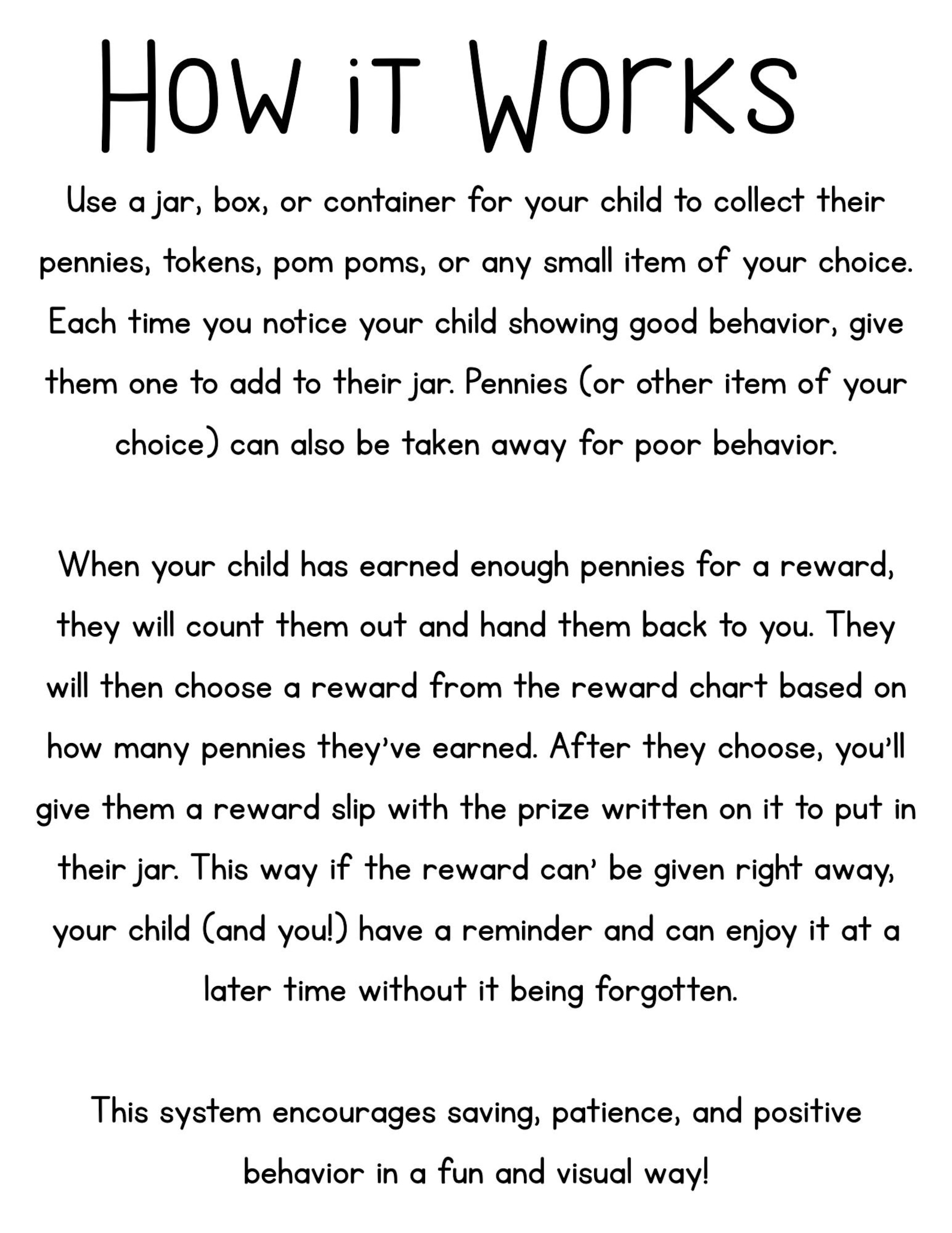 Behavior Rewards Chart System | Positive Reinforcement for Kids ...