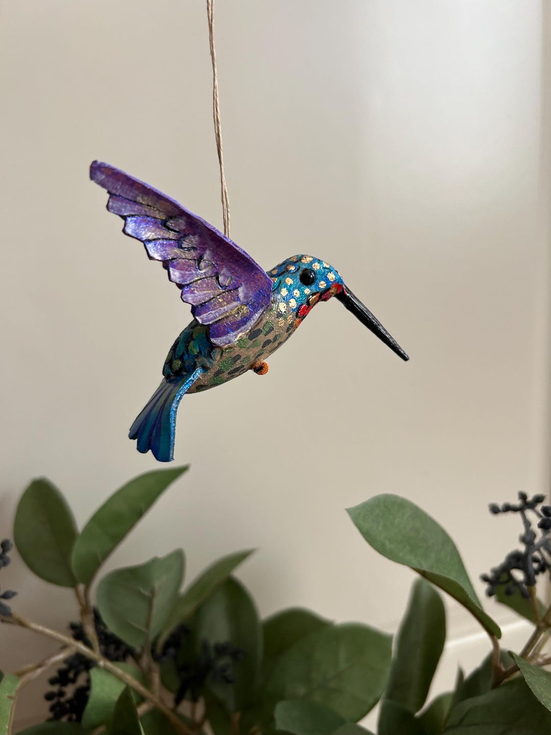 Wood Carved Hummingbird Ornament Handmade Hummingbird Decorations ...
