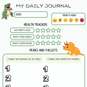 Dino Printable Daily Reflection Journal for Kids - Etsy