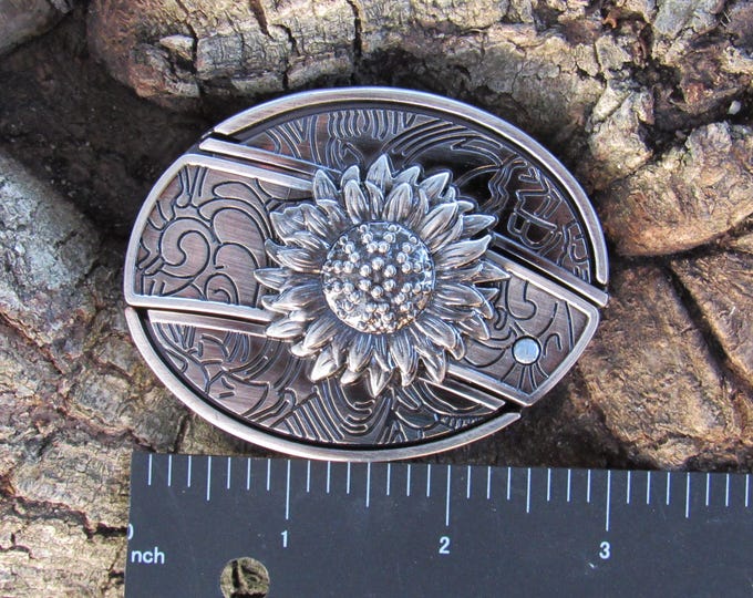 Ladies “sun Flower” 3 Inch Metal Belt Buckle With Box Cutter - Etsy