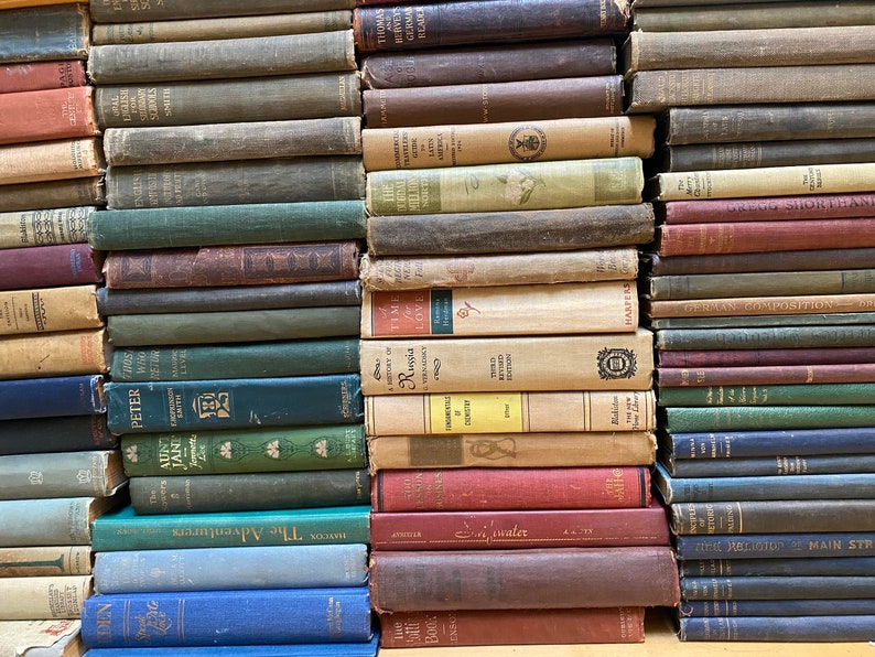 Eclectic Antique Book Set, 1800s-1900s Vintage Book Decor Collection in ...