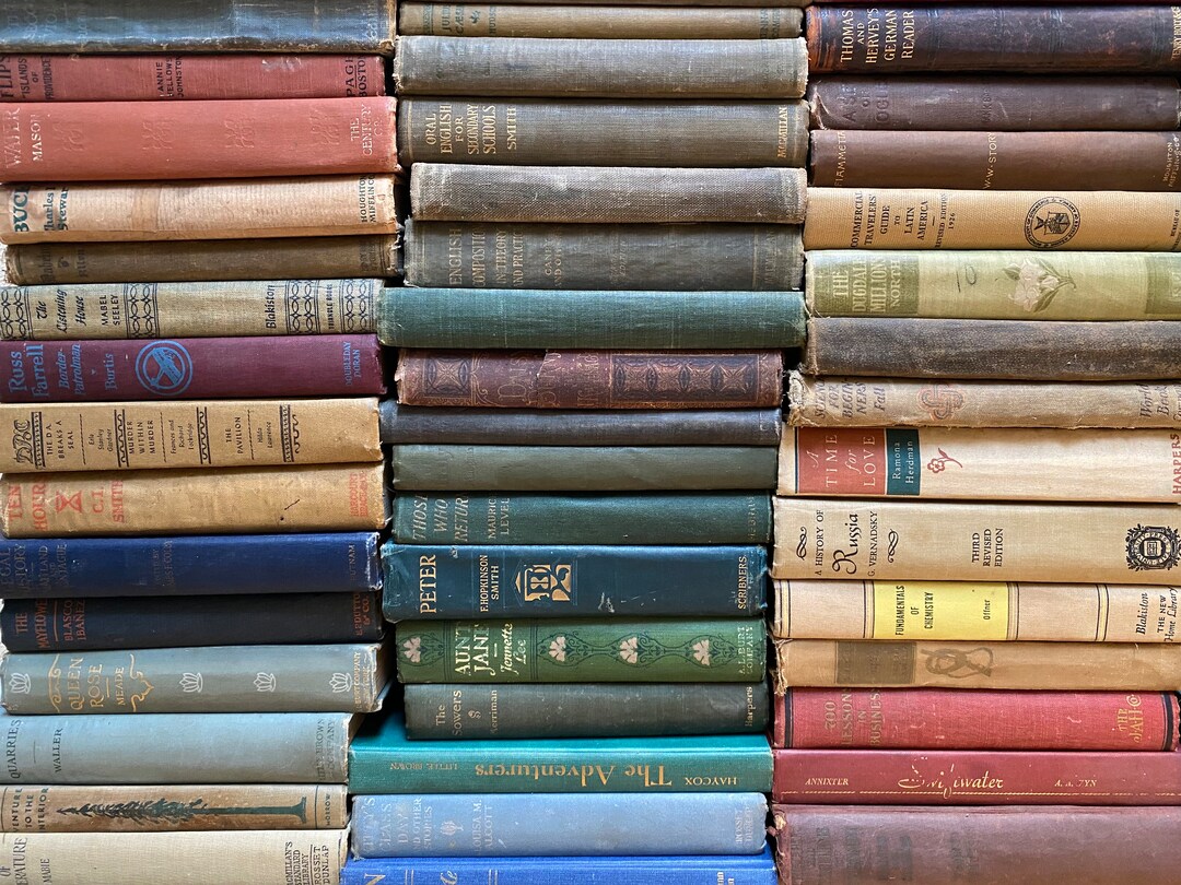 Eclectic Antique Book Set, 1800s-1900s Vintage Book Decor Collection in ...