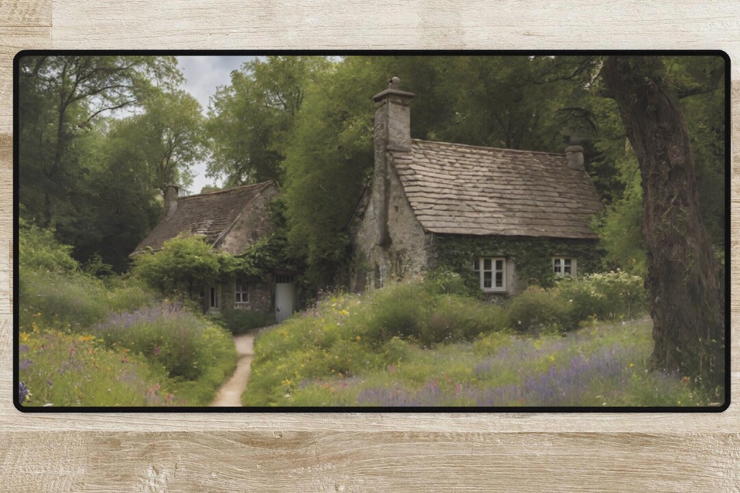 Cottagecore Desk Mat, Floral Mouse Pad, Green Desk Mat, Nature Mushroom ...