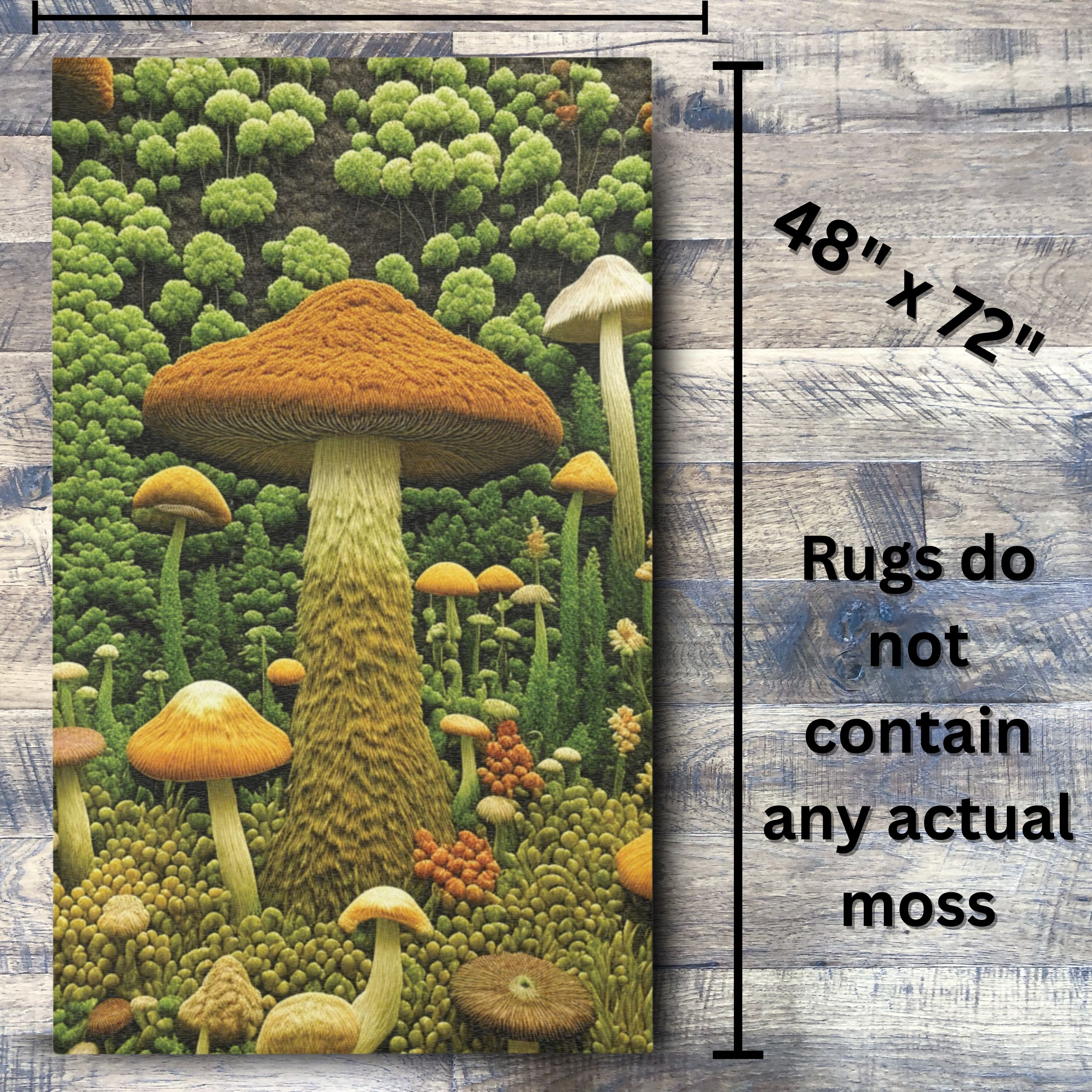 Boho Mushroom and Moss Rug for Bedroom, Living Room, Office Area Rug ...