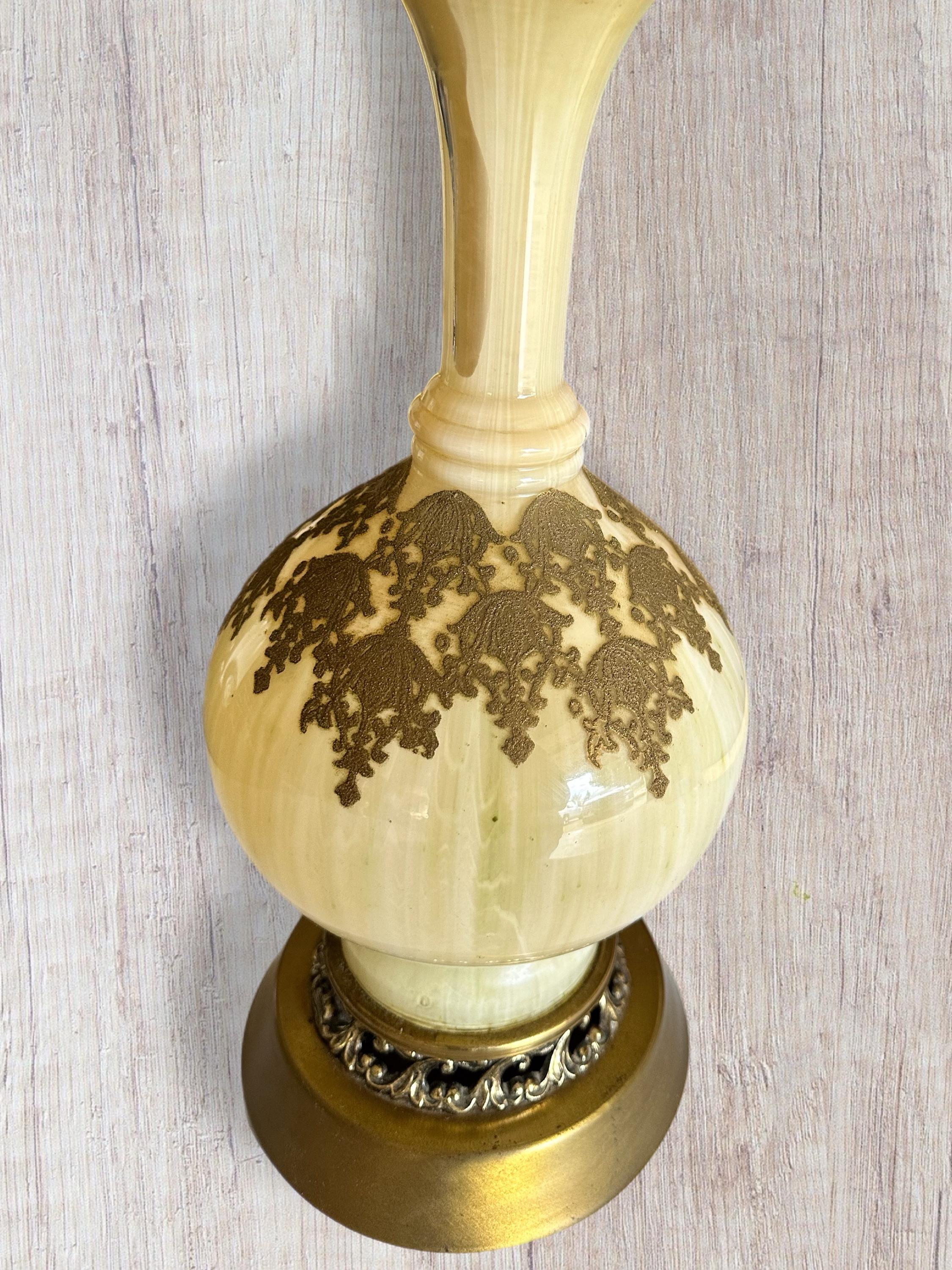 Slag Style Gilded MCM Lamp Set With Shades, Neutral Tone Gold Gild ...