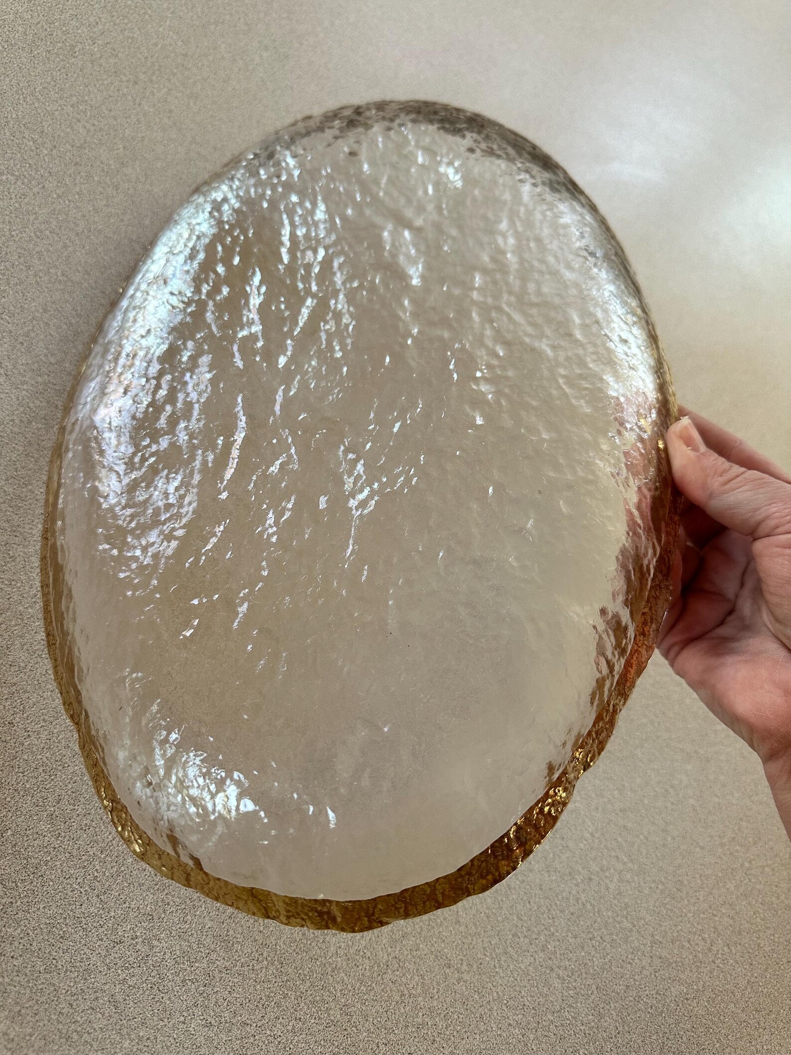 Vintage Gold Plated Italian Serving Platter, IVV Crystal Glacier Oval ...