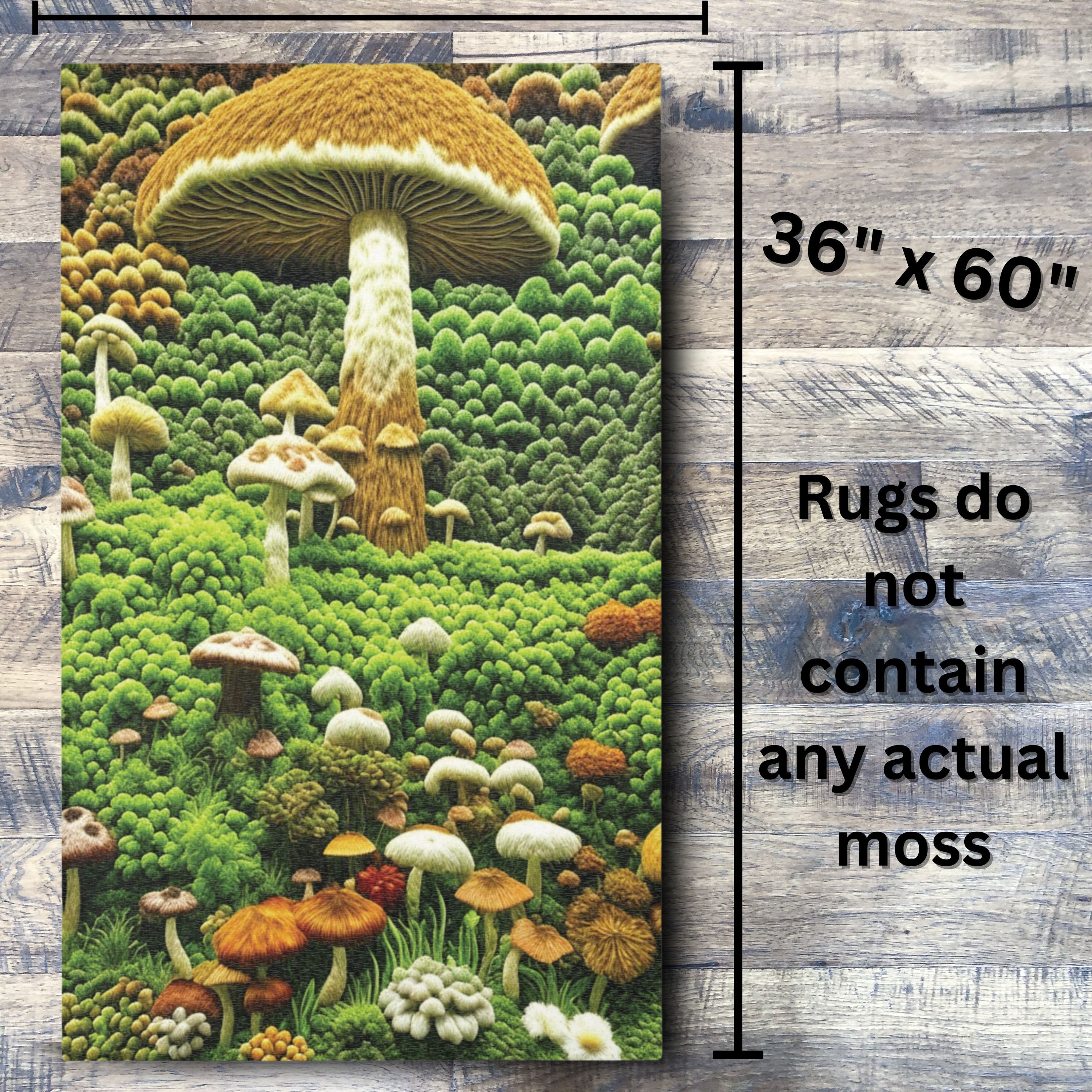 Boho Mushroom and Moss Rug for Bedroom, Living Room, Office Area Rug ...