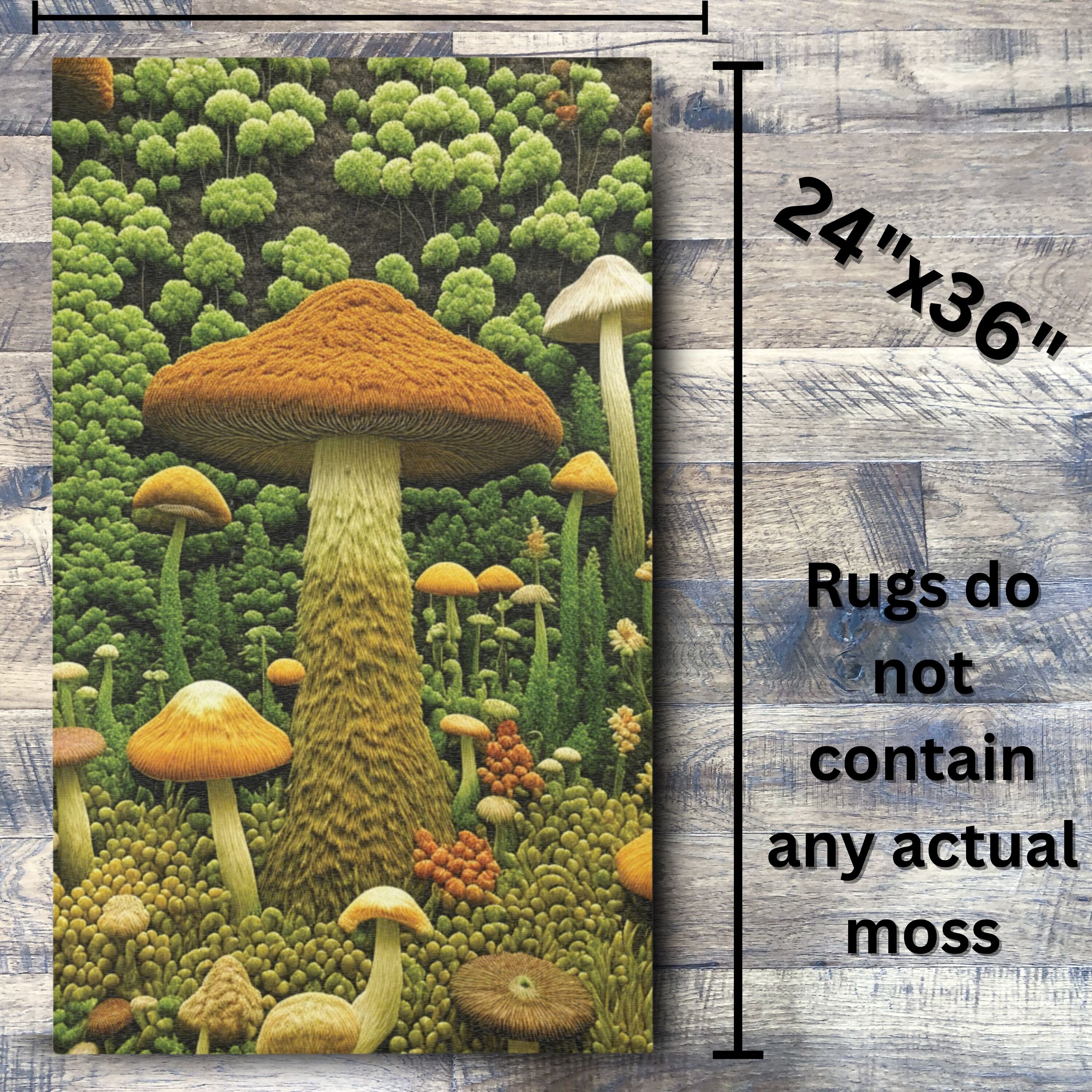 Boho Mushroom and Moss Rug for Bedroom, Living Room, Office Area Rug ...