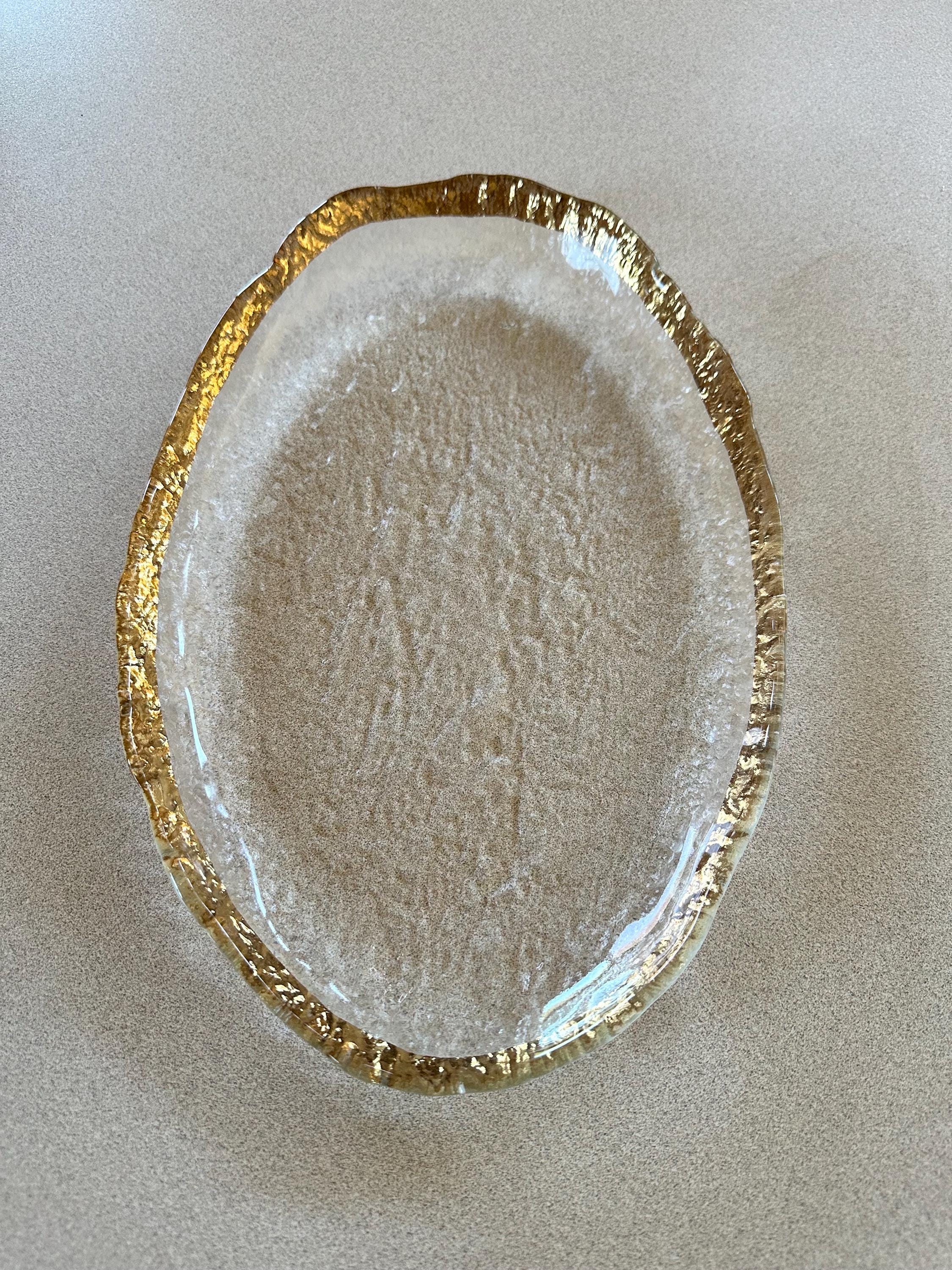 Vintage Gold Plated Italian Serving Platter, IVV Crystal Glacier Oval ...