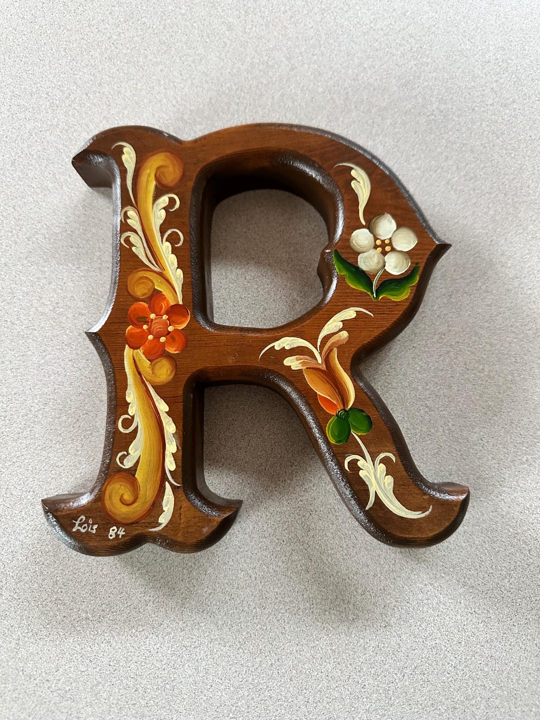 VTG Wood R Wall Art, Vintage Norway Rosemal Letter Nursery Decor, Retro ...