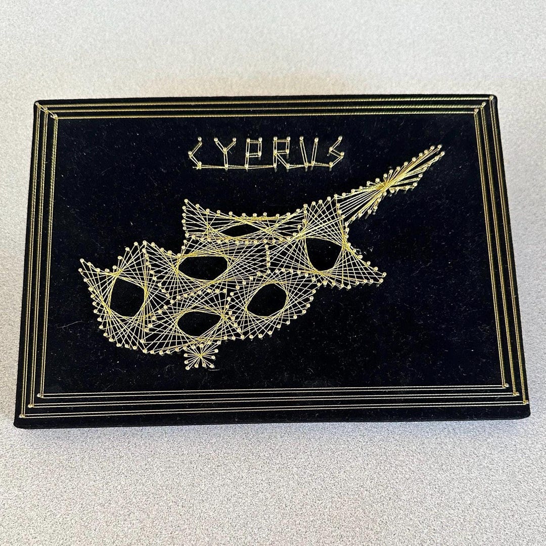 Gold Cyprus String Art From 1960s, Vintage Authentic Handmade MCM ...