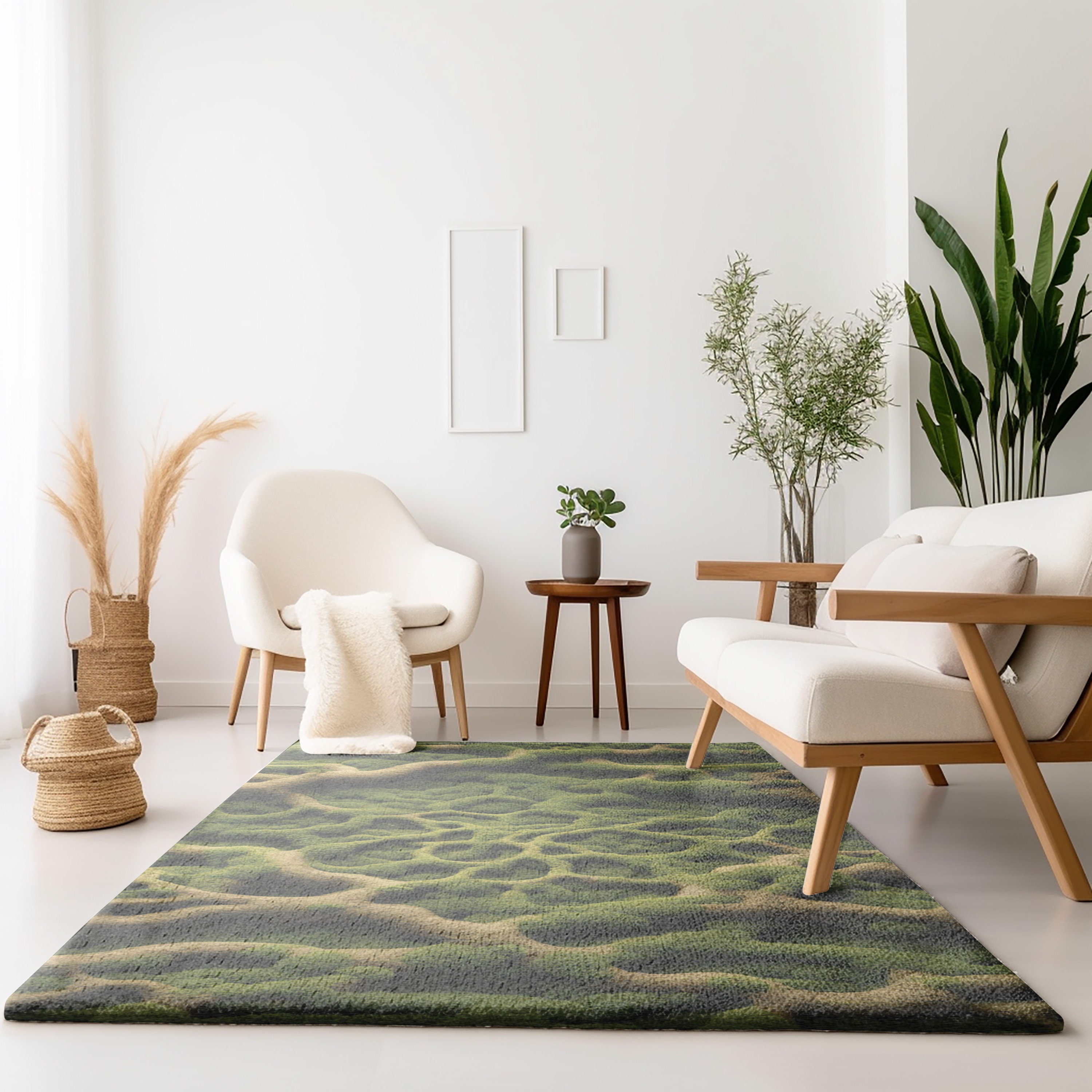 Green Moss Rug for Bedroom, Living Room, Office, Boho, Cottagecore ...