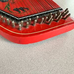 VTG Zither Handpainted Lap Harp, Vintage Red German Wildfower Musical ...