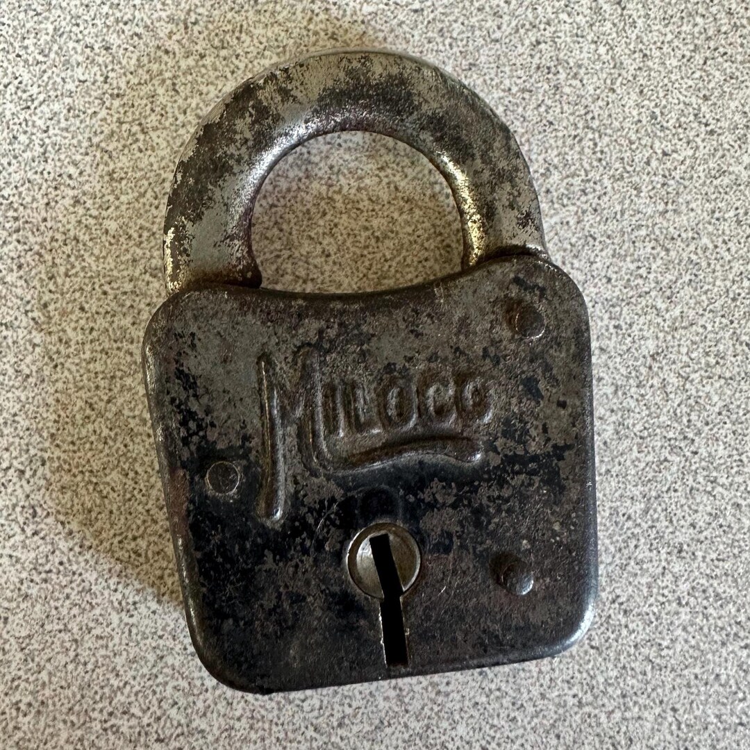 Vintage Miloco Pressed Metal Padlock, Warded Lever Steampunk Pad Lock ...