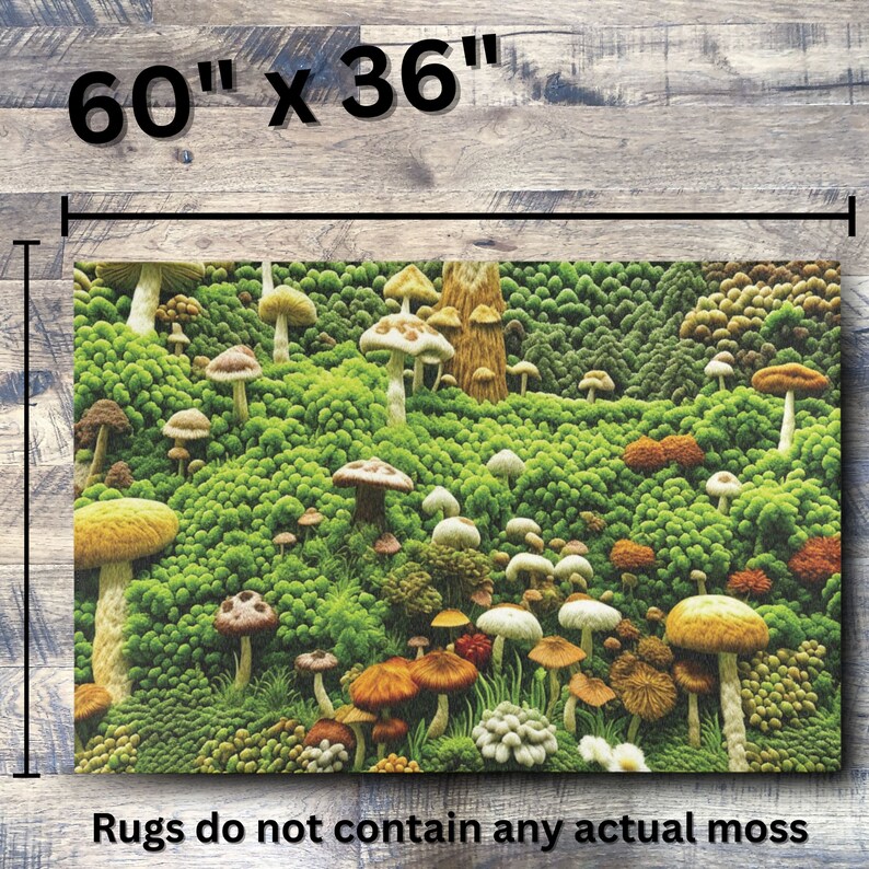 Boho Mushroom and Moss Rug for Bedroom, Living Room, Office Area Rug ...