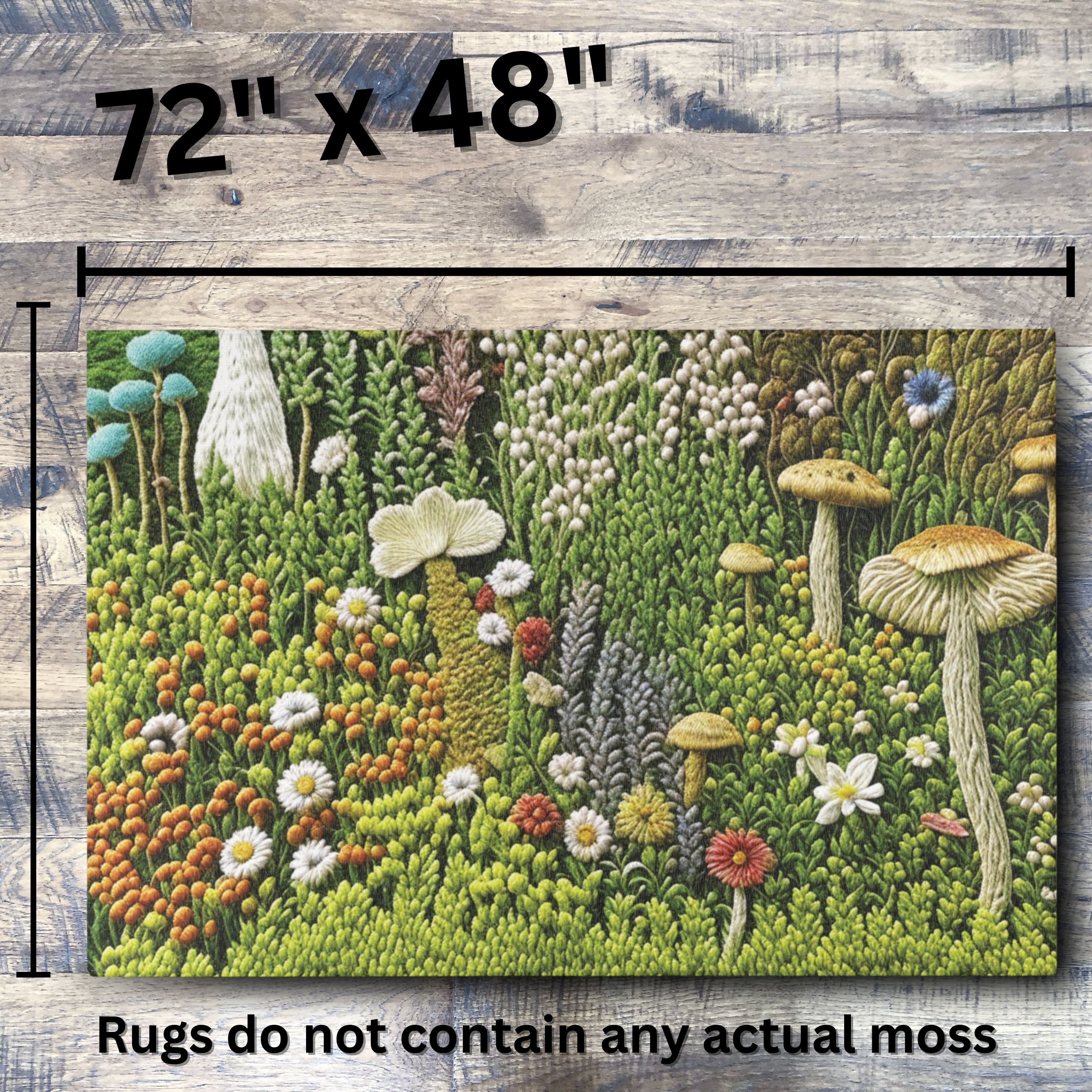 Boho Wildflower Mushroom Rug for Bedroom, Office Area Rug, Cottagecore ...