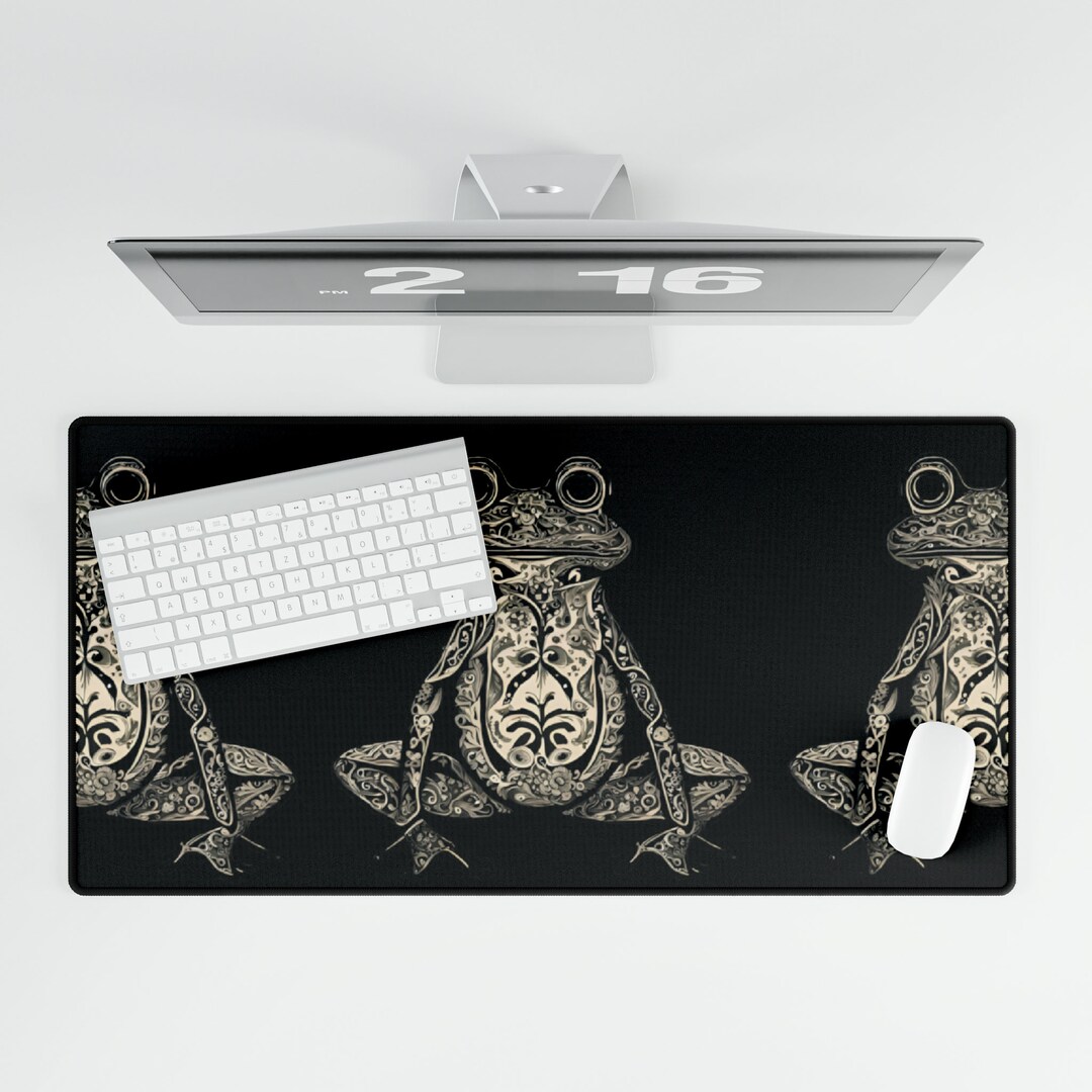 Eclectic Frog Cottagecore Desk Mat Toad Mouse Pad, Folk Art, Nature ...