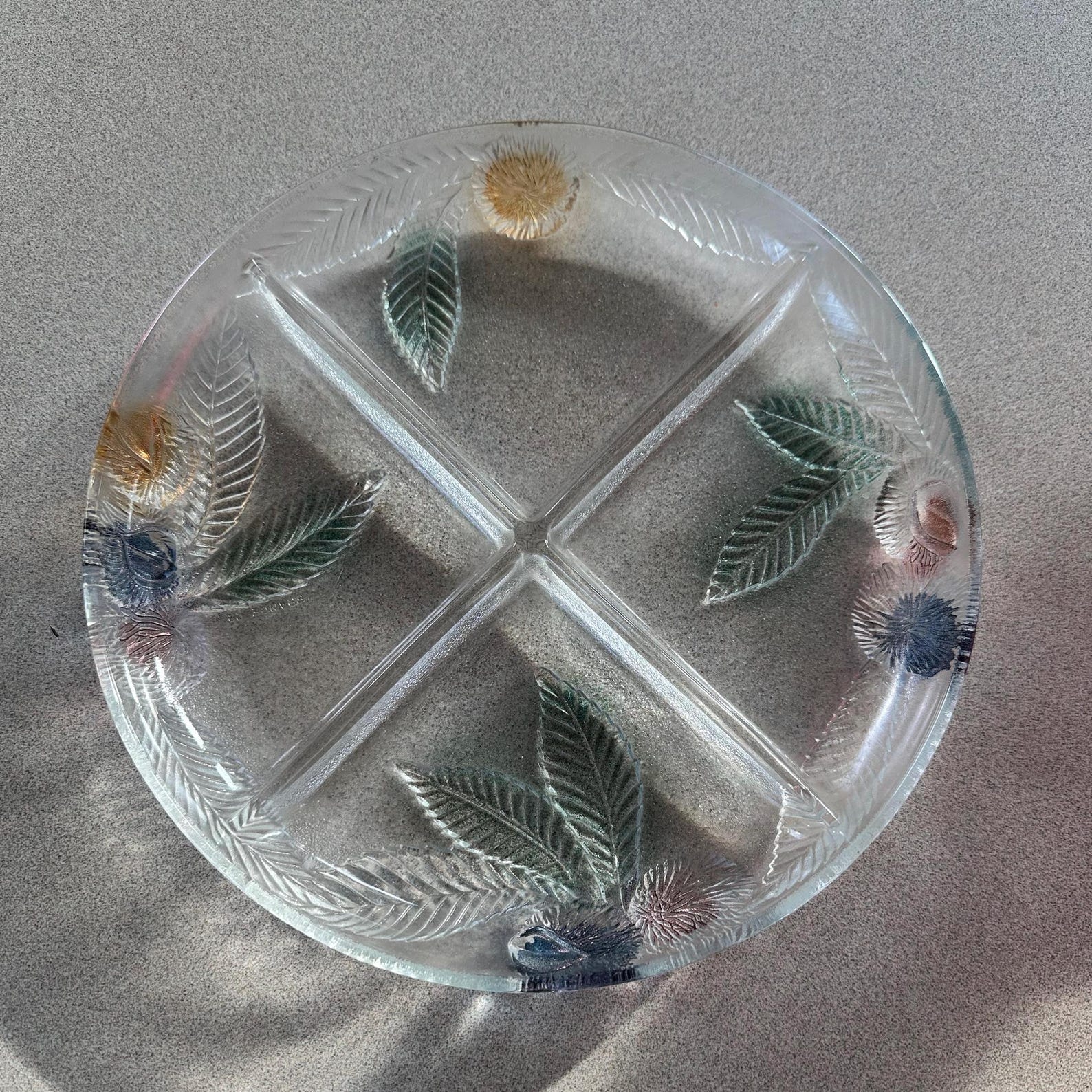 Vintage Floral Glass Serving Tray, Luminarc Colored French Relish Dish ...