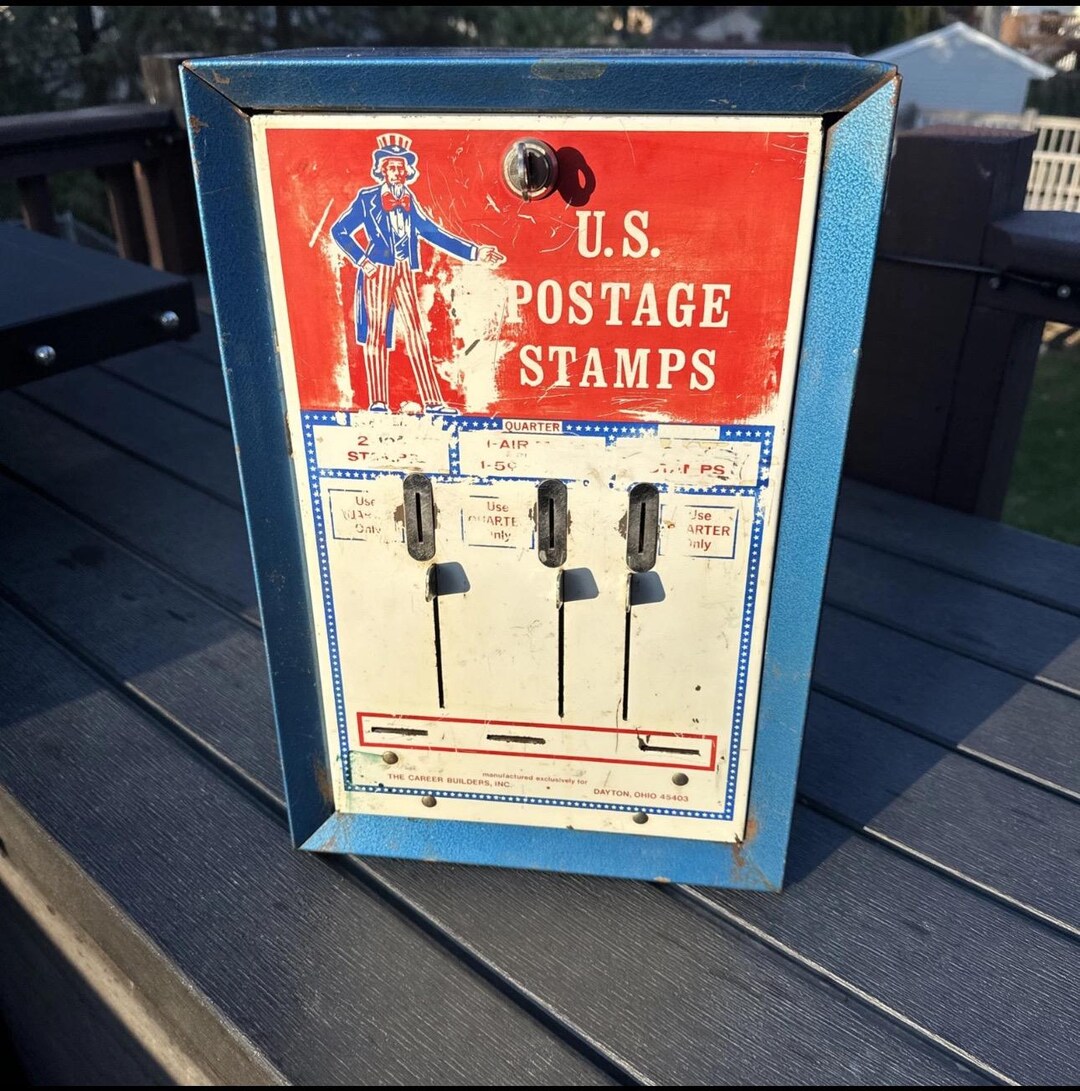VTG USPS Postage Stamp Vending Machine, Collectable US Coin Operated ...