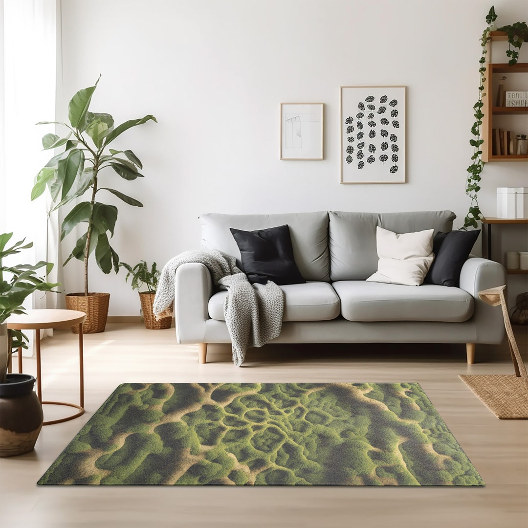 Green Moss Rug for Bedroom, Living Room, Office, Boho, Cottagecore ...