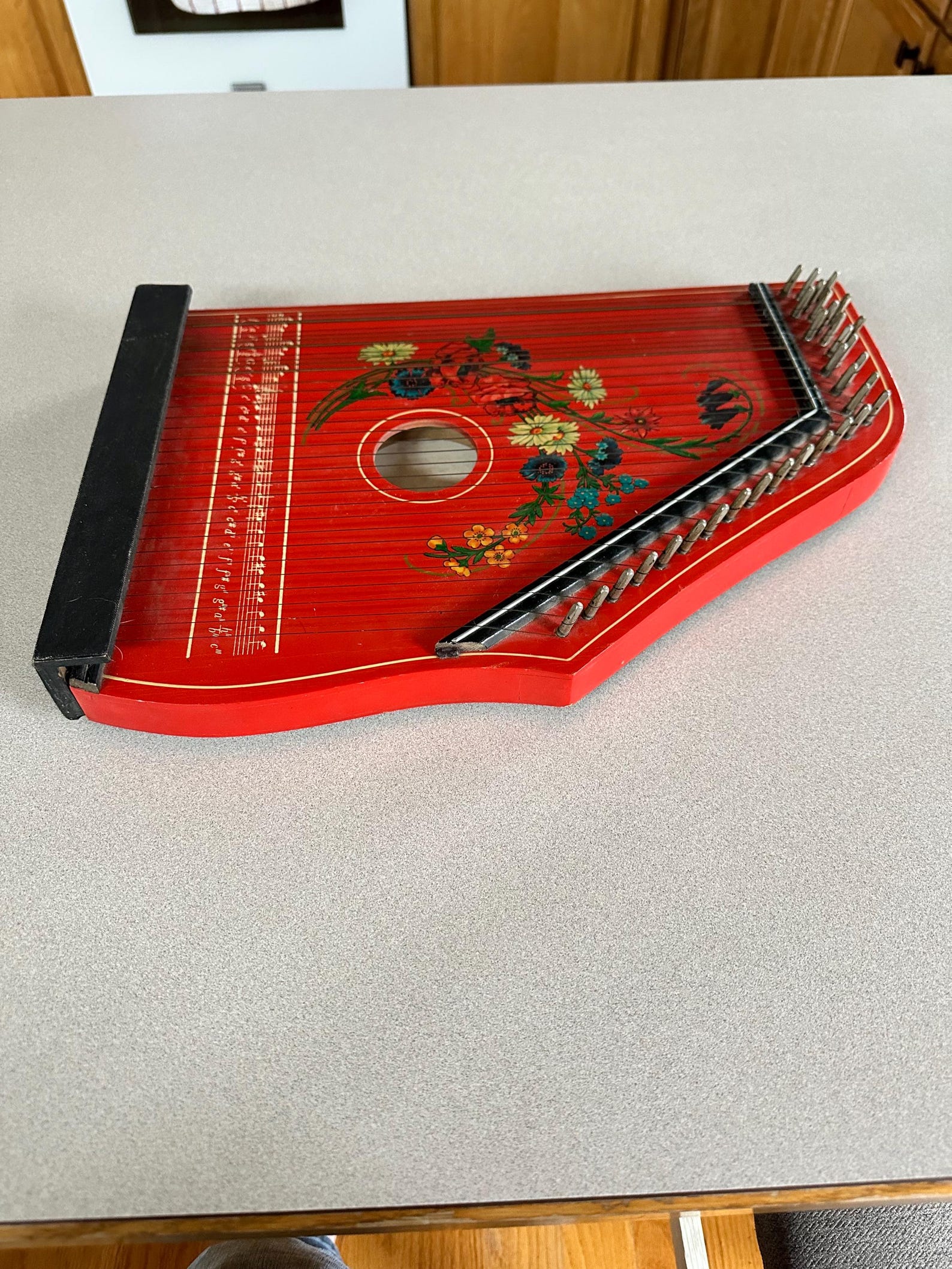 VTG Zither Handpainted Lap Harp, Vintage Red German Wildfower Musical ...