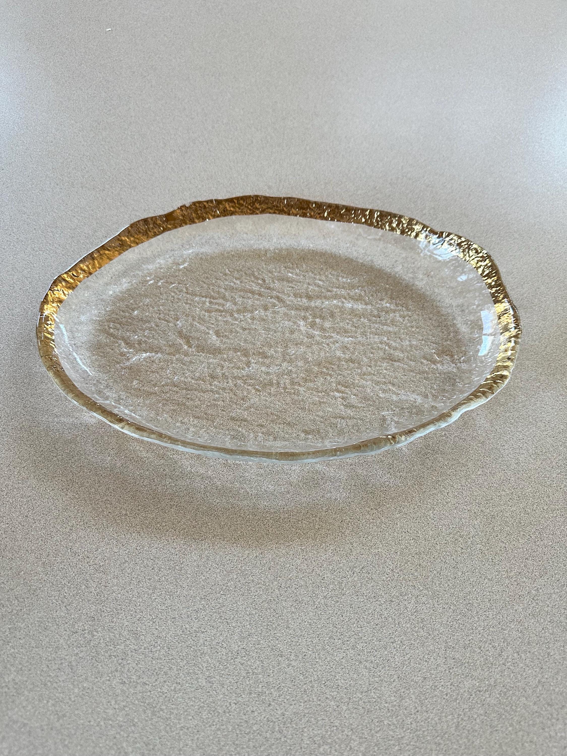 Vintage Gold Plated Italian Serving Platter, IVV Crystal Glacier Oval ...