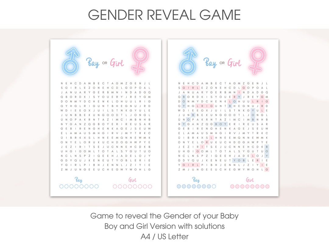 Baby Gender Reveal Crossword Game | Boy and Girl Version | Digital PDF ...
