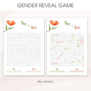Baby Gender Reveal Crossword Game Boy and Girl Version Digital PDF ...