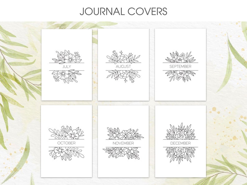 Floral Monthly Journal Covers | Printable Bullet Journal Template Pages ...