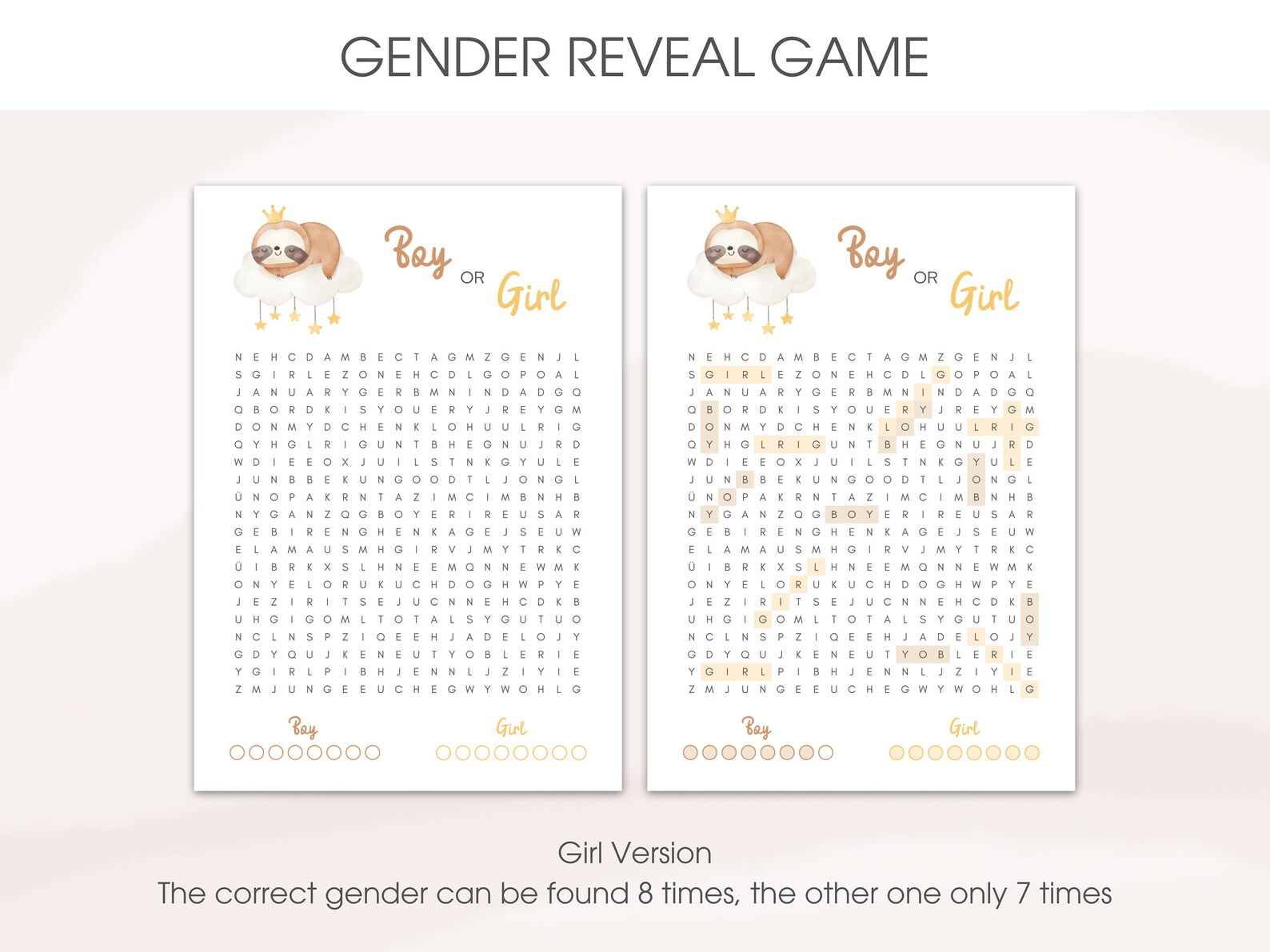 Baby Gender Reveal Crossword Game | Boy and Girl Version | Digital PDF ...