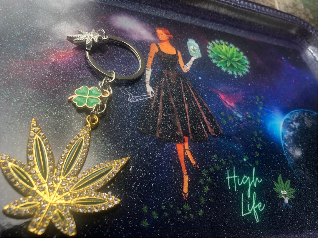 Mary Jane Marijuana Rhinestone Four Leaf Clover Good Luck Keychain - Etsy