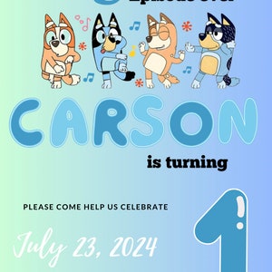 Bluey Custom Personalized Invitations Send via Text or Print - Etsy