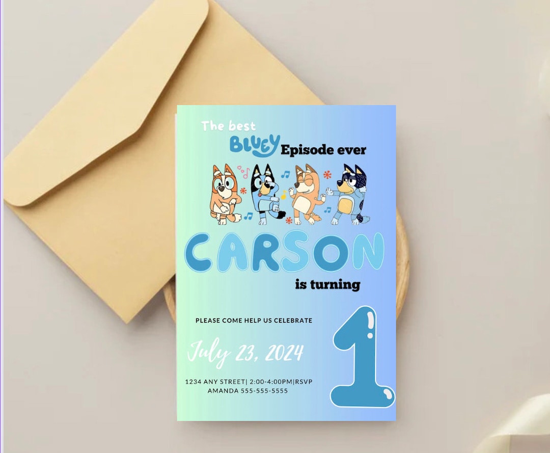 Bluey Custom Personalized Invitations Send via Text or Print - Etsy