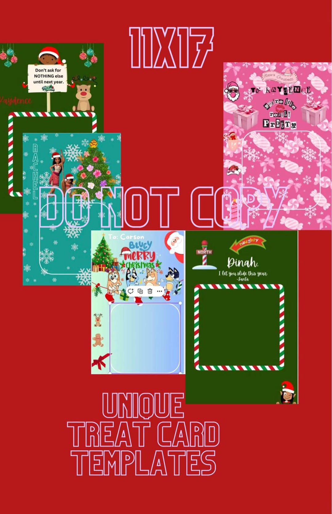 5 Christmas Treat Card Template|jumbo Gift Card|diy Canva|digital ...