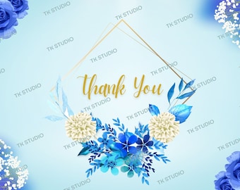 Simple Thank You Cards Pack Blue Flowers With Envelopes - Etsy